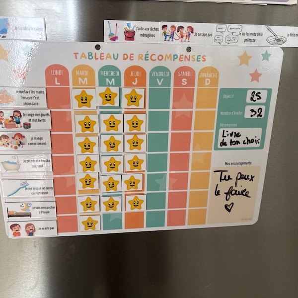 Motivation Enfant Tableau Magnétique A4 (21 x 29,7cm) 30 Tâches , 50 ...