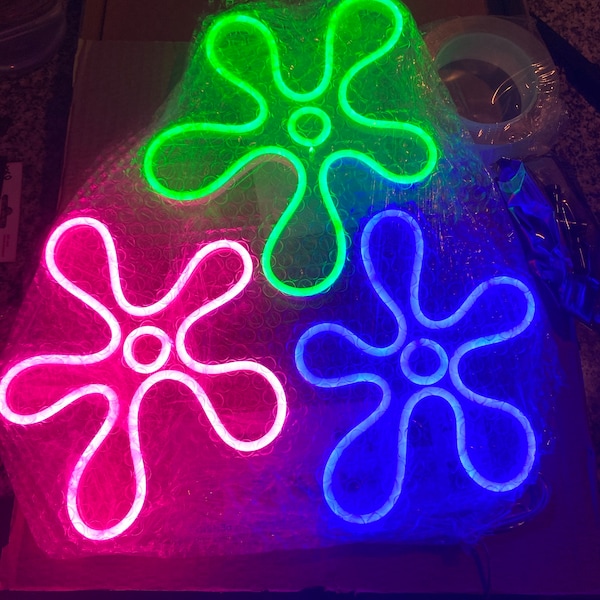 Popping Flowers Neon Sign, Spongebob Flower Neon Sign, Led Neon Sign ...
