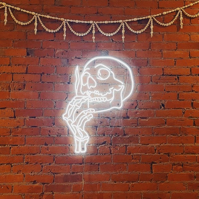 Smoking Skull Head Neon Sign Custom Handmade Art Neon Light White Vibes ...