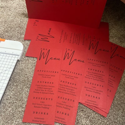 Editable Red Menu Card Template, Minimalist Menu Cards, Modern ...