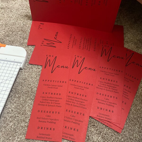 Editable Red Menu Card Template, Minimalist Menu Cards, Modern ...