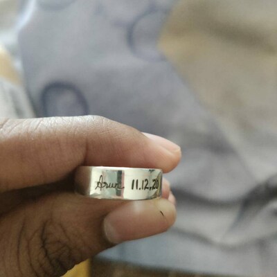 Actual Handwriting Band Ring, Eternity Ring, Memorial Handwriting Ring ...