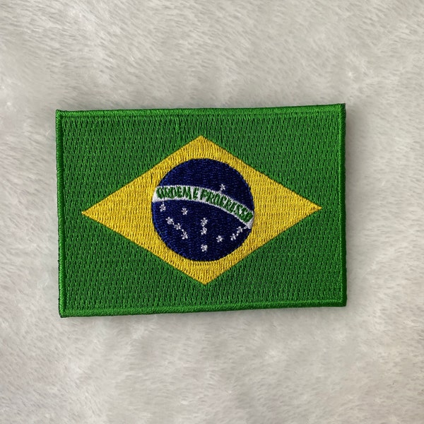 Brazil Flag Patch: Embroidered Iron-on Applique (3.5x2.5-inches) - Etsy