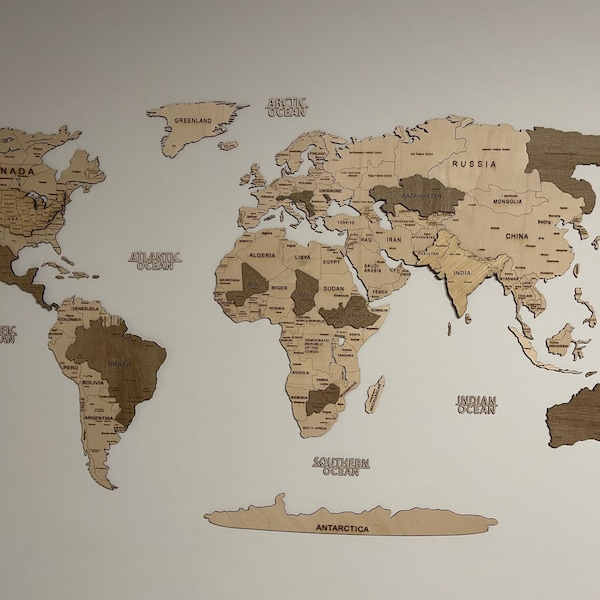 Map of the World Laser Cut File SVG Layered World Map Instant Download ...