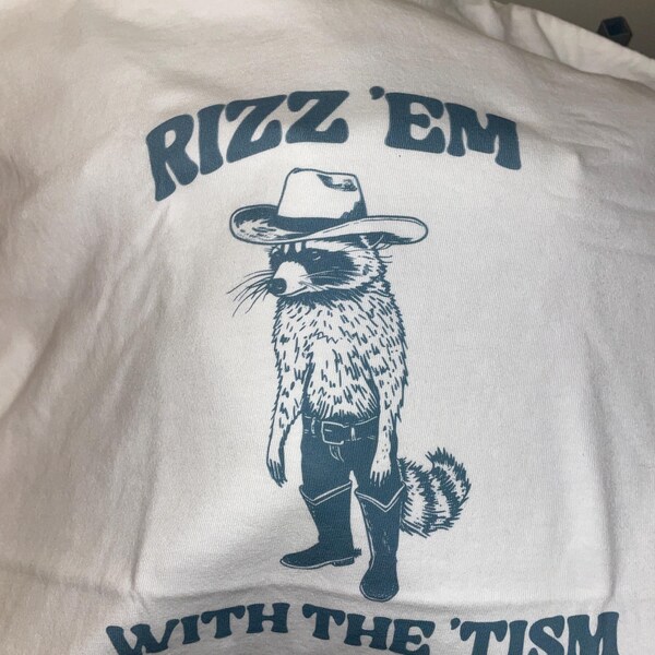 Rizz Em With the Tism - Unisex T Shirt, Meme Shirt, Retro Raccoon ...