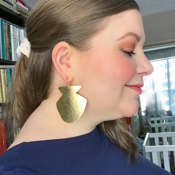 Earring Silver - Tulip Shield Large - Statement Earrings - Wearable Art ...