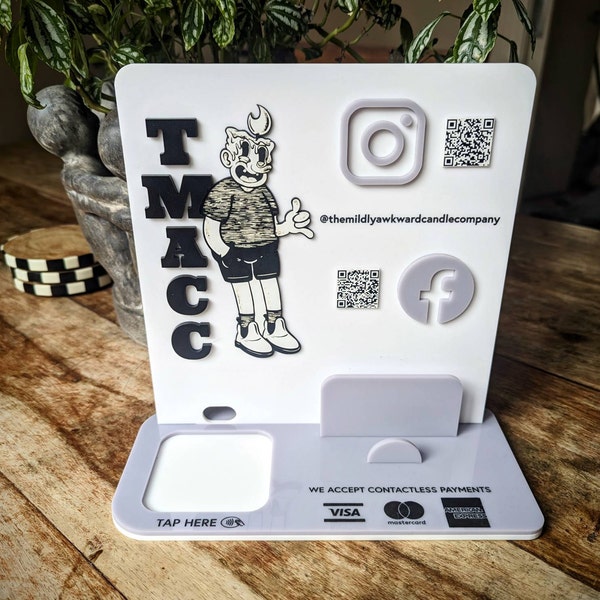 Frosted Social Media & Square Reader Holder Stand (acrylic and Wood ...