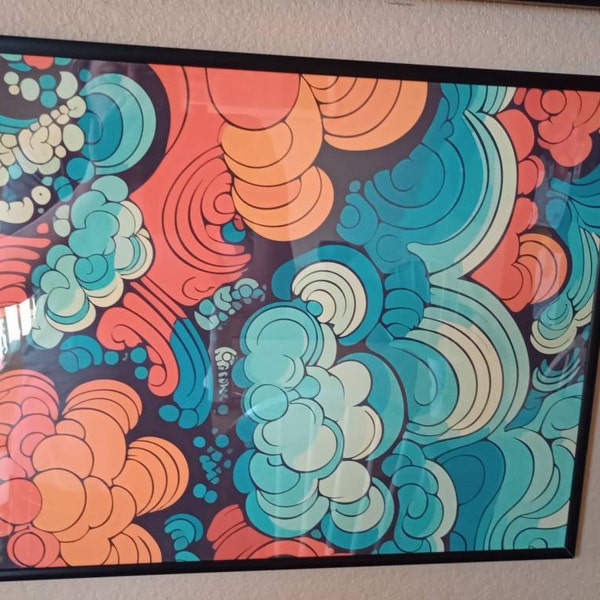 Retro Colorful Rainbow Art Print, 70s Groovy Poster, Flower Power Art ...