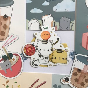 Boba Cats Sticker Kawaii Cat Boba Die-cut Vinyl Sticker for | Etsy