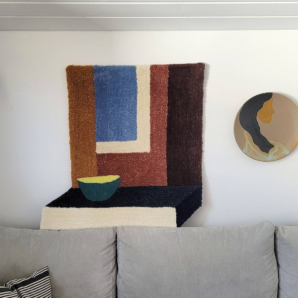 Modern Rug, Coral Pink Color Palette, Wall Decoration, Floor Carpet ...