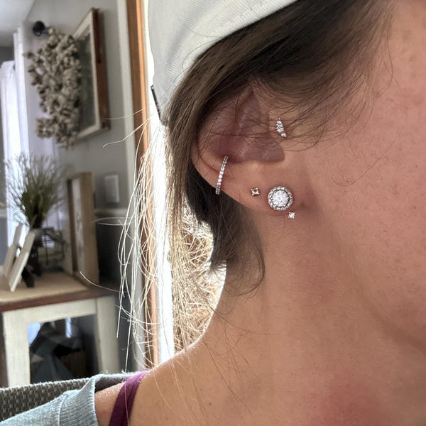 16G/18G/20G Paved Cartilage Conch Clicker Hoops • CZ Hinged Clicker ...