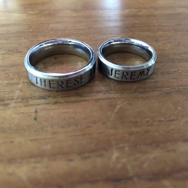 Personalized Ring, Customized Silver Ring, Hand Stamped Stainless Steel ...