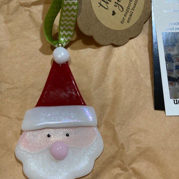 Fused Glass Santa Claus Ornament - Etsy
