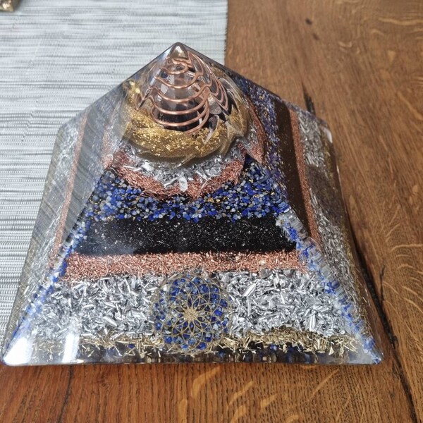 XL Orgone Generator Pyramid Featuring Sacred Geometry and Tigers Eye ...