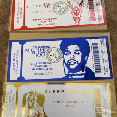 Personalised Ticket, Foil Concert Ticket, Tickets Gift, Golden Ticket ...