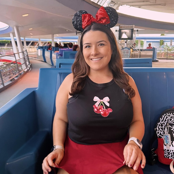Disney Coquette Baby Tee, Cherry Mickey Bow Crop, Minnie Girlie Y2k ...