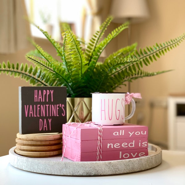 Valentine Decor-book Stacks-mini Book Bundle-set 3 Wood Books-love-tier ...