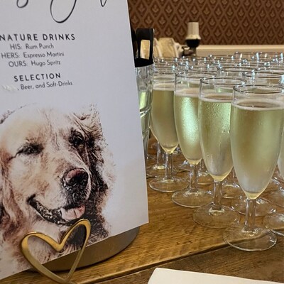 9x12 Poster Wedding Pet Bar Sign, Custom Line Drawing Dog Portrait for ...