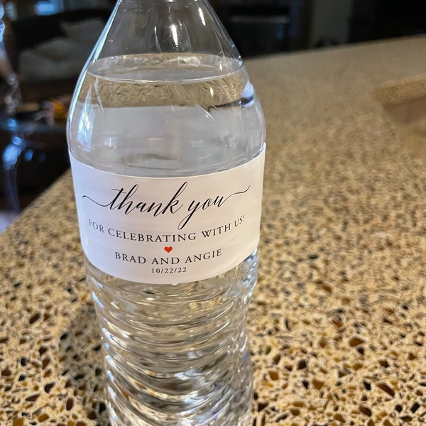 Water Bottle Label Wedding - Thank You - Custom Water Bottle Label ...