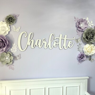 Purple Paper Flowers, Paper Flower Wall Decor, Purple Nursery Decor ...