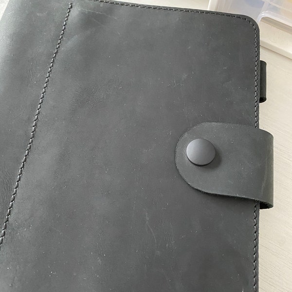 All Black Leather Refillable Planner , Leather A5 6 Ring Binder ...