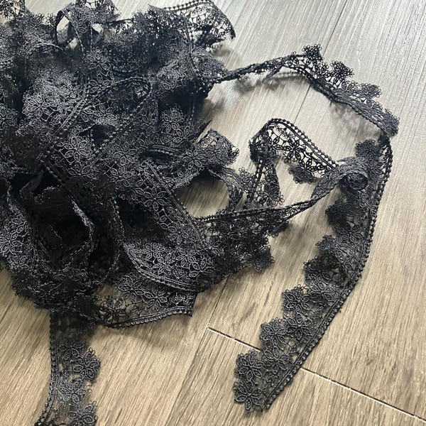 Black Star Lace Ribbon Star Lace Trim 35 Mm Width Halloween Supplies by ...