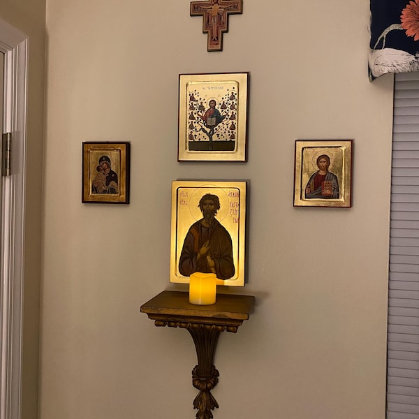 Saint Clement of Rome Handmade Icon Golden Leaves Plated - Etsy