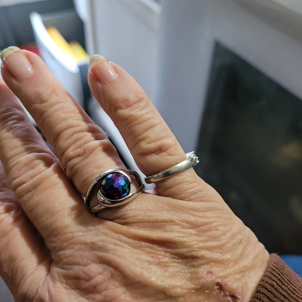 Fire & Snow white Syn. Opal Marble Stone for Interchangeable Jewelry - Etsy