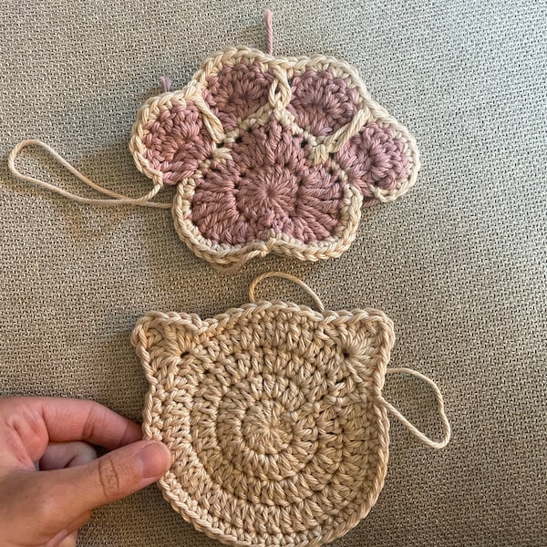 Crochet Pattern, Cat & Paw Coaster 2FOR1 Animal Paw Print Kitty - Etsy