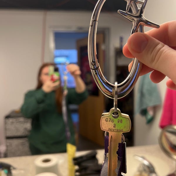 Silver Carabiner Keychain Cyberpunk Y2k Metal Jewelry Small Minimal Stars Grunge Punk Key Clip ...