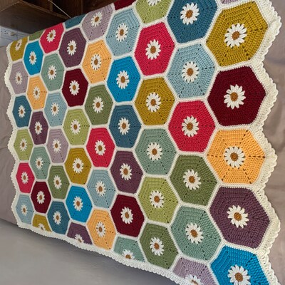 Hexadaisy Crochet Blanket Pattern US & UK Terms PDF Digital Download ...