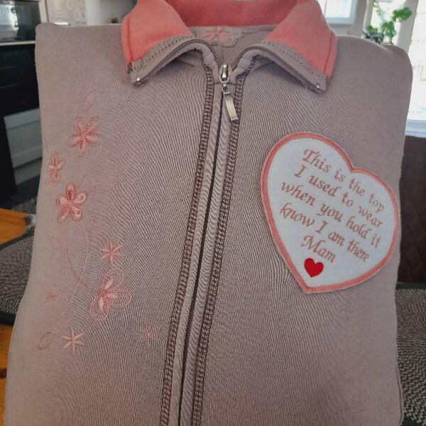 Personalised Heart Shaped Memory Embroidery Patch for a Memory Pillow ...