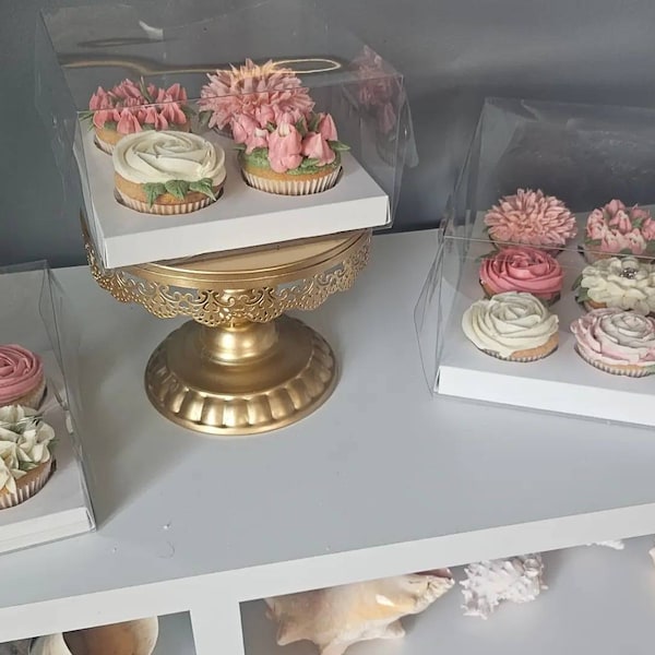10 Sets 6 Holes Clear Cupcakes/muffin Boxes With Ribbon,transparent ...