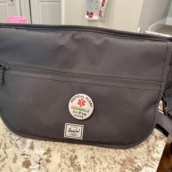 Medical Allergy Alert Pin Back Button GREEN Junior Epinephrine Auto ...
