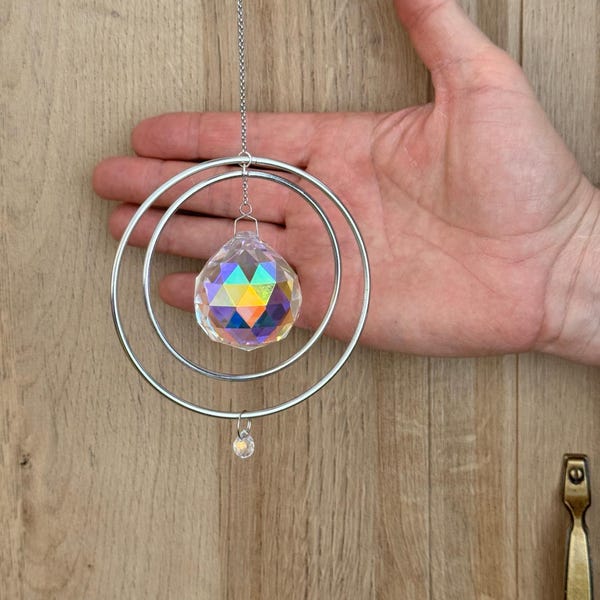 Celestial Crystal Sun Catcher, Moon and Star Suncatcher , Handcrafted Home Decor, Birthday Gift ...