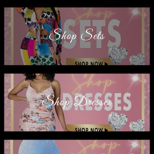 Clothes Website Banner Template Tropical and Diamonds | Etsy