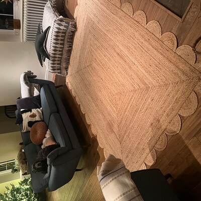 Scallop Wavy Jute Rug, Natural Jute Wave Edge Rug, Scalloped Shape Rug ...