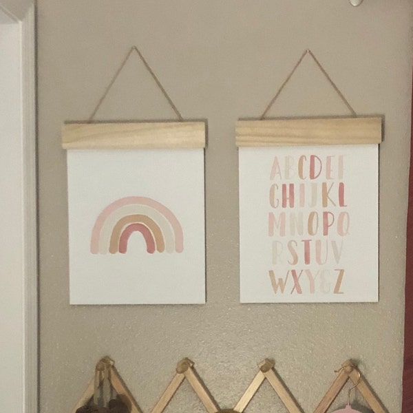 Neutral Rainbow Wall Art Set of 3 Prints, Neutral Alphabet and Numbers ...