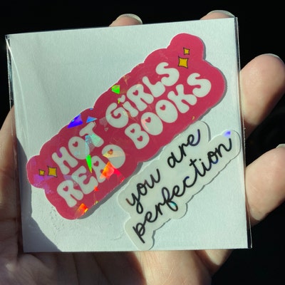 Hot Girls Read Books Sticker Holographic Waterproof Kindle Laptop Funny ...