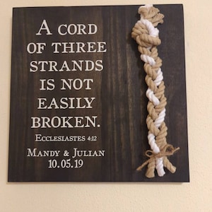 A Cord of Three Strands Wedding Sign Ceremony Sign A Cord of - Etsy