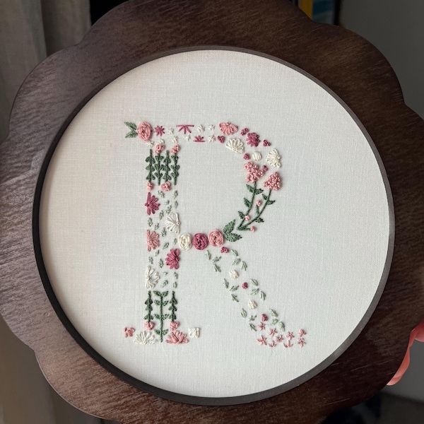 Floral Alphabet Letter L Initial Embroidery PDF Pattern, Instant ...