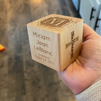 Personalized BAPTISM BLOCK a Solid Hardwood Heirloom Christening Gift ...
