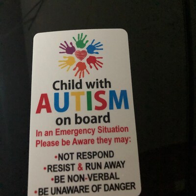 Child With Autism Sticker Door Wall Window Emergency 911 Safety Alert ...