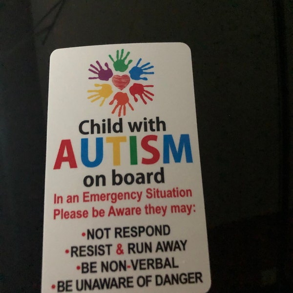 Child With Autism Sticker Door Wall Window Emergency 911 Safety Alert ...