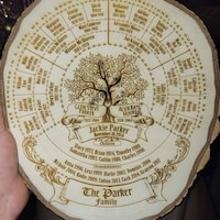 Family Tree Art Engraved on Natural Wood, %100 Customizable ...