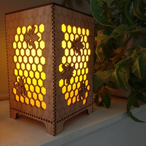 Bee Lamp unique honeycomb & bees shine a lovely warm yellow | Etsy