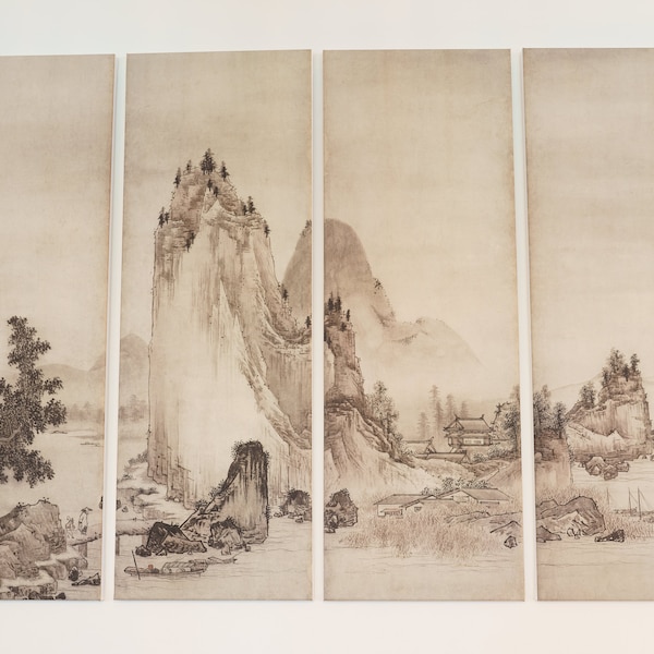 Japanese Sumi E Mountains Painting, Giclee Art Print, Japan Ancient ...