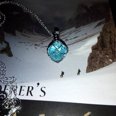 Glow Holy Materia Necklace, Aqua/green Glowing Orb, Fantasy Wire ...