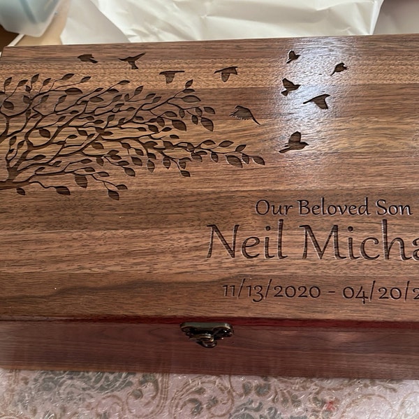 Personalized Tree Memory Box 12x8x4, Custom Hand Made Wood Keepsake Box ...
