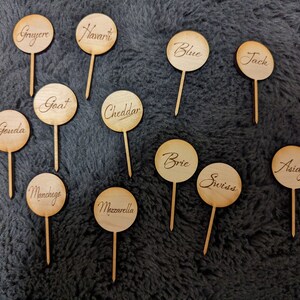 Classic Wooden Cheese Markers Labels Set of 12 Charcuterie Accessories ...